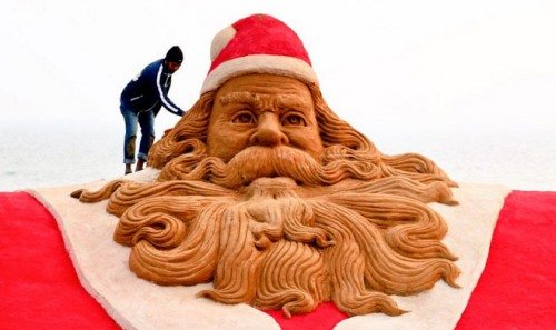 World’s ‘tallest’ sand Santa Claus built at Puri beach in India - The ...